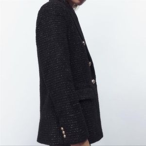 Zara | Jackets & Coats | Zara Double Breasted Textured Weave Jacket ...